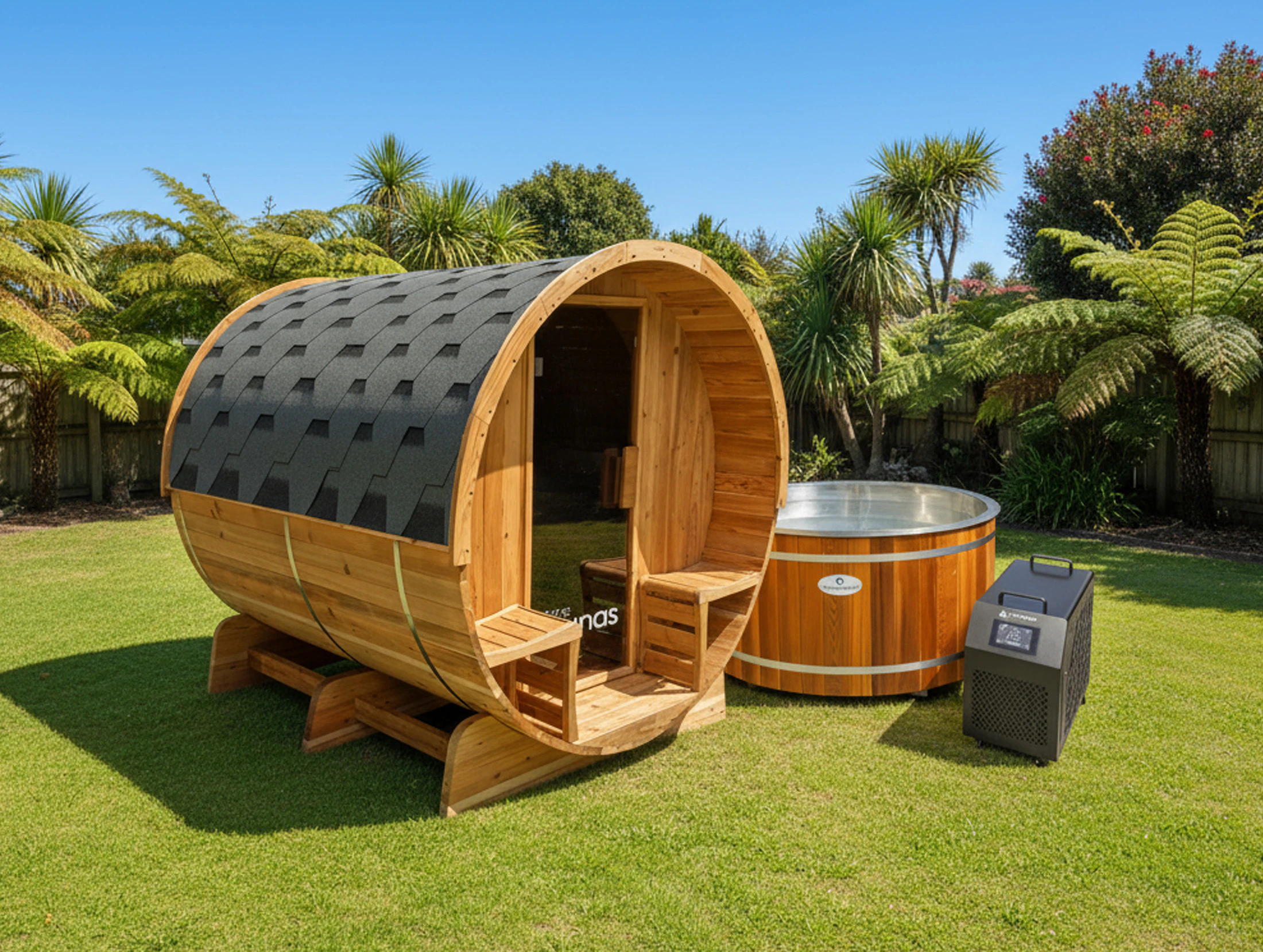 Barrel Sauna + Apollo Ice Bath Combo | Sauna & Cold Plunge | Alpine ...
